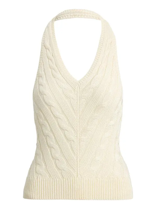 Ralph Lauren Silk Cable-knit Halterneck Top - White