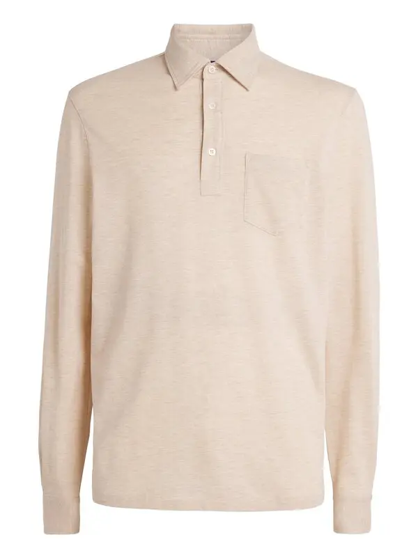 Ralph Lauren Purple Label Wool Long-sleeve Polo Shirt - Beige