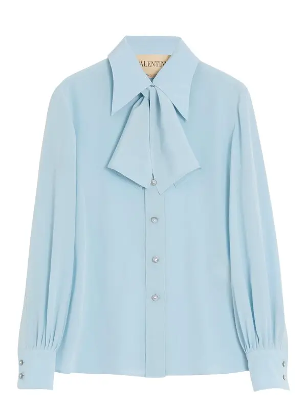 Valentino Garavani Silk Pussy-bow Blouse - Blue
