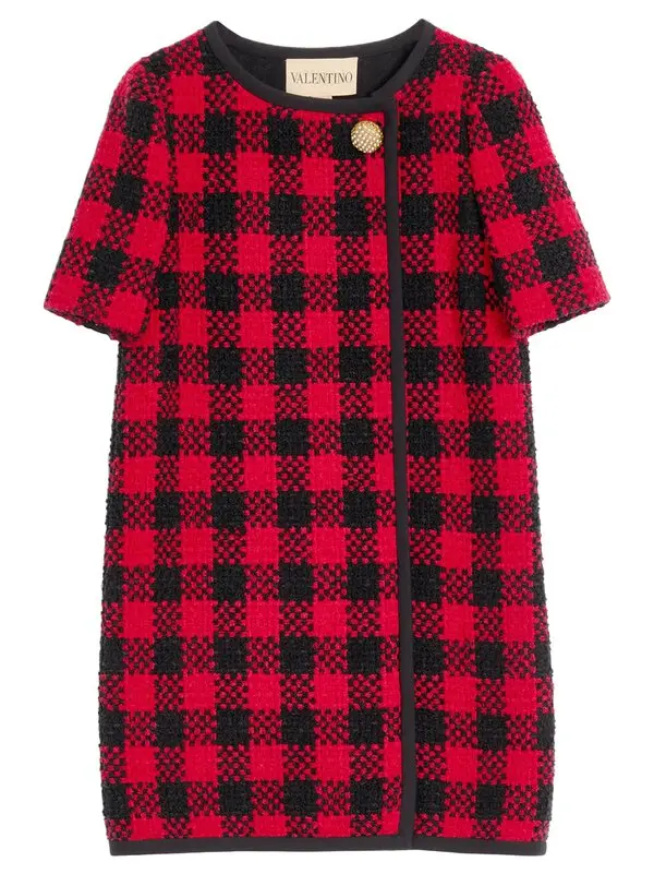 Valentino Garavani Tweed Check Mini Dress - Red