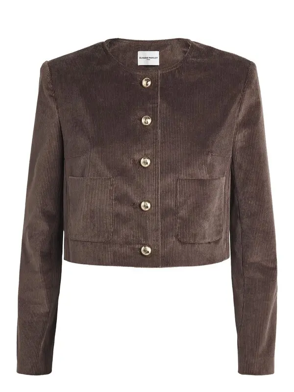 Claudie Pierlot Corduroy Cropped Blazer - Brown