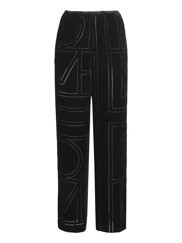 TOTEME Silk Monogram Wide-leg Trousers - Black