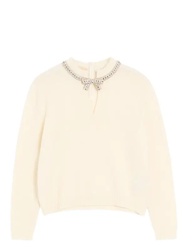 Valentino Garavani Virgin Wool Bow-detail Sweater - Ivory