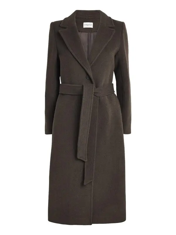 Claudie Pierlot Wool-blend Belted Overcoat - Green
