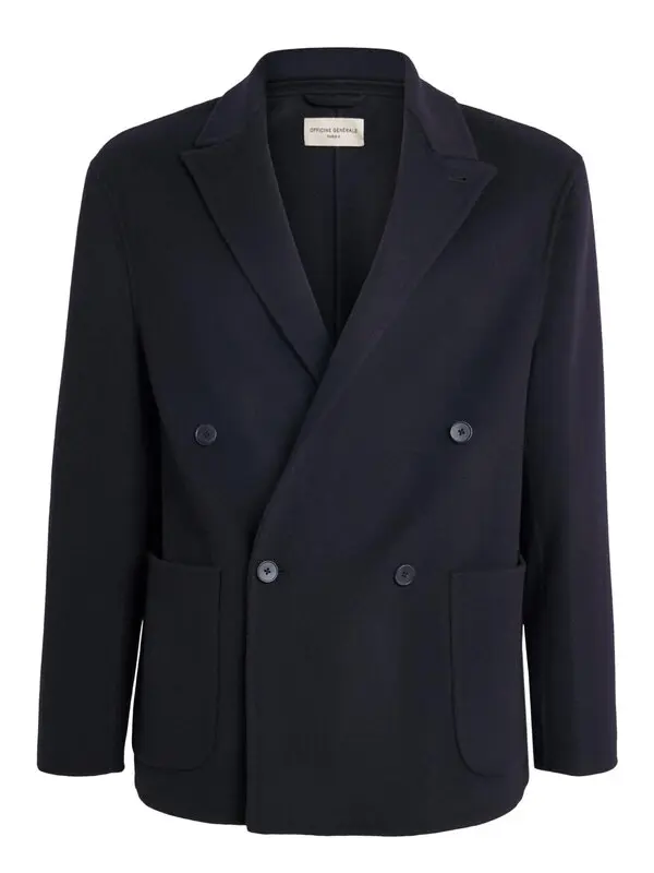 Officine Générale Wool Maxwell Coat - Navy