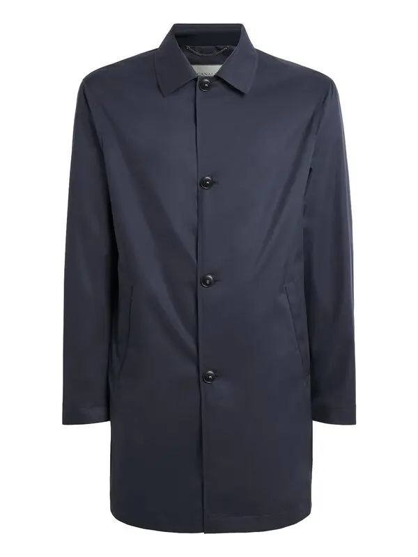 Canali Water-resistant Overcoat - Navy