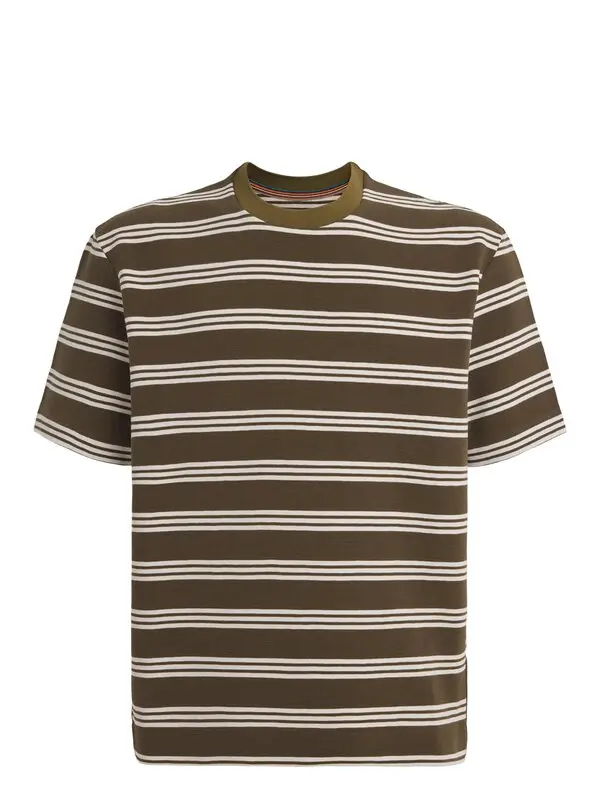 Paul Smith Cotton-blend Textured Stripe T-shirt - Green