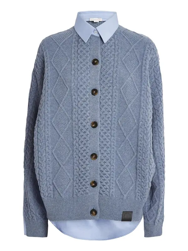Stella McCartney Wool Hybrid Shirt-cardigan - Blue