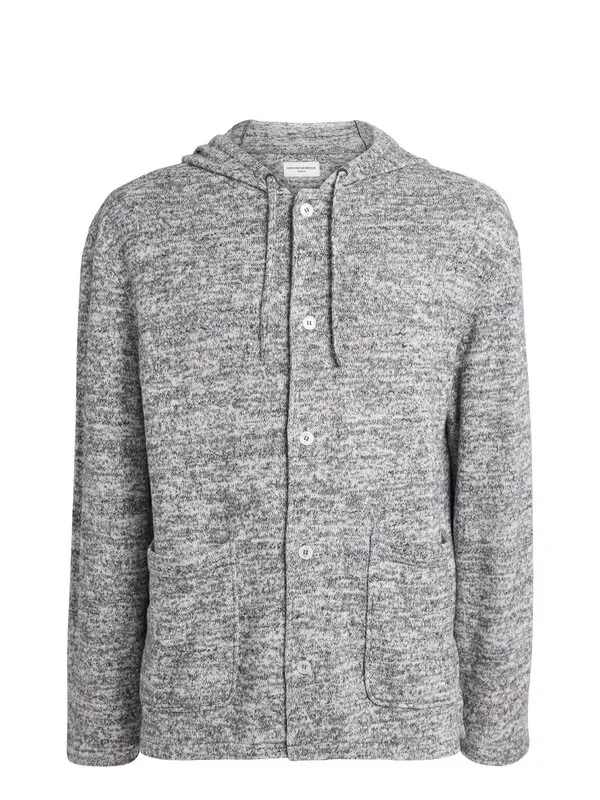 Officine Générale Cotton-blend Basile Button-up Hoodie - Grey