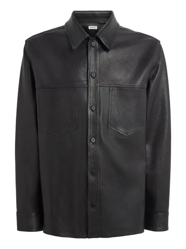 Simkhai Leather Long-sleeve Shirt - Black