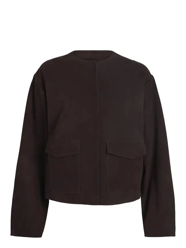 ST. AGNI Suede Cocoon Bomber Jacket - Brown