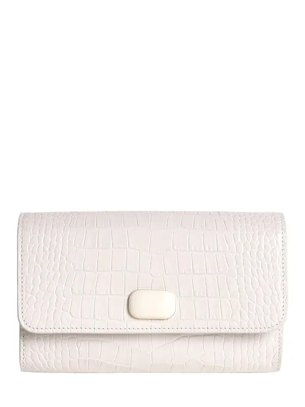 Jeffrey Levinson Leather Croc-embossed Clutch - Ivory