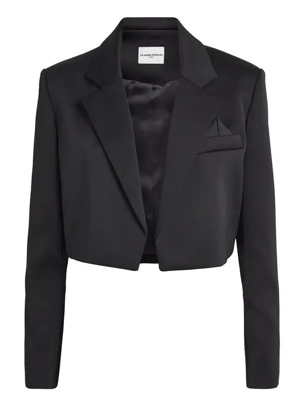Claudie Pierlot Satin Cropped Blazer - Black