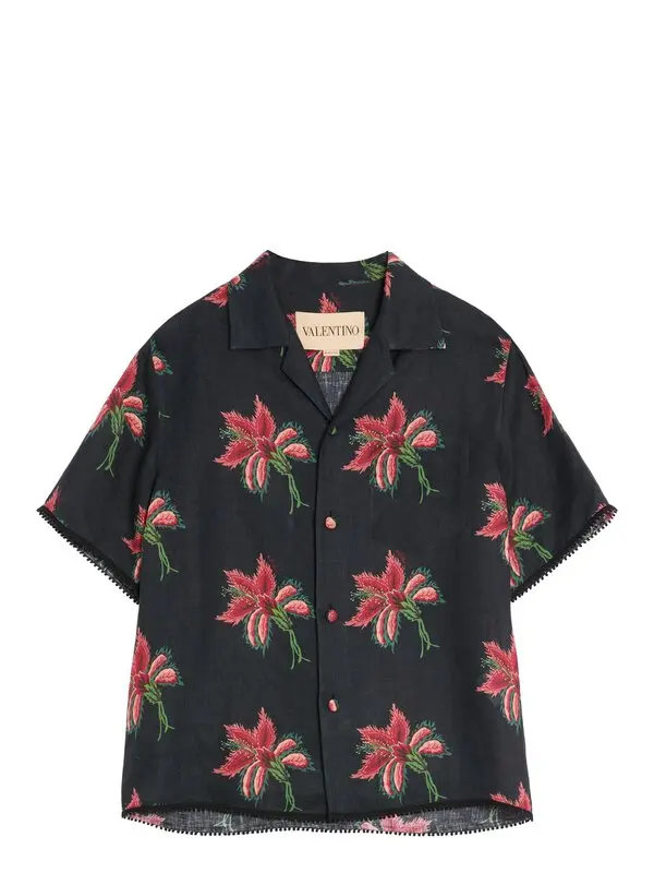 Valentino Garavani Linen Floral Shirt - Black