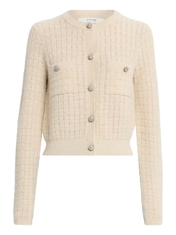 FRAME Lurex Check Cardigan - Cream Mult