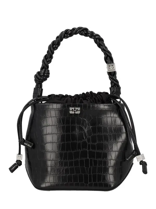 GANNI Leather Bucket Bag - Black