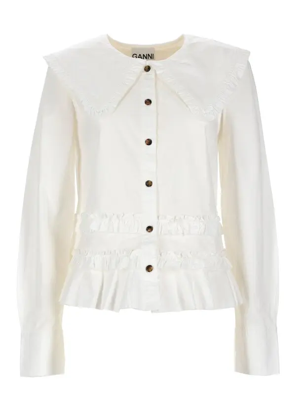 GANNI Ruffle Shirt - White
