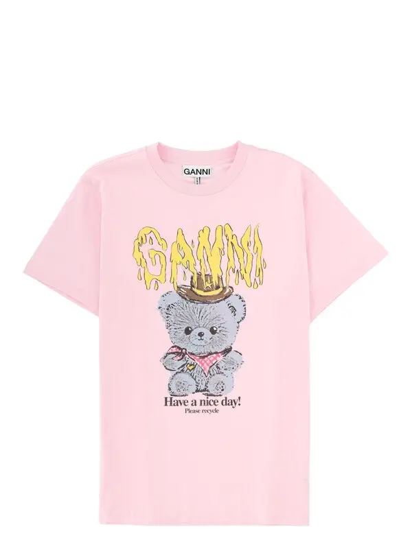 GANNI T-shirt With Print - Pink