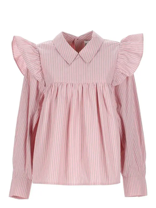 GANNI Shirt With Puffy Straps - Pink