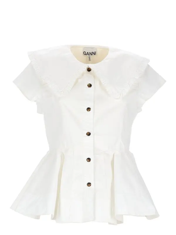 GANNI Ruffle Shirt - White
