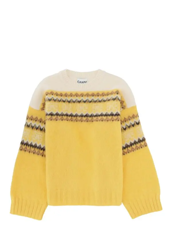 GANNI Knit Inlay Sweater - Yellow