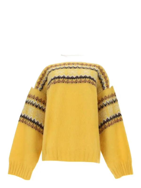 GANNI Knit Inlay Sweater - Yellow
