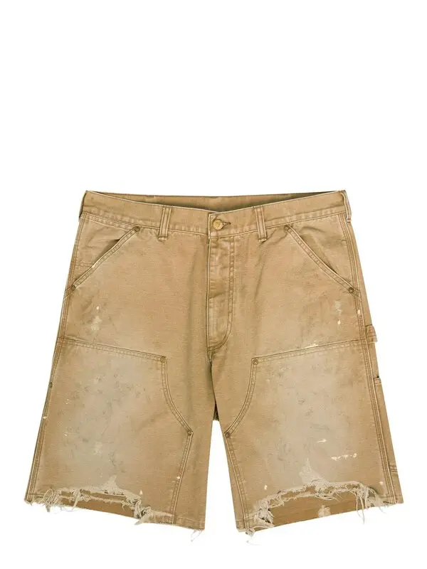 SAINT MXXXXXX Distressed Canvas Shorts - Beige