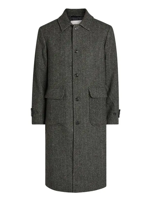 LES DEUX Maximillian Herringbone Wool-blend Coat - Black