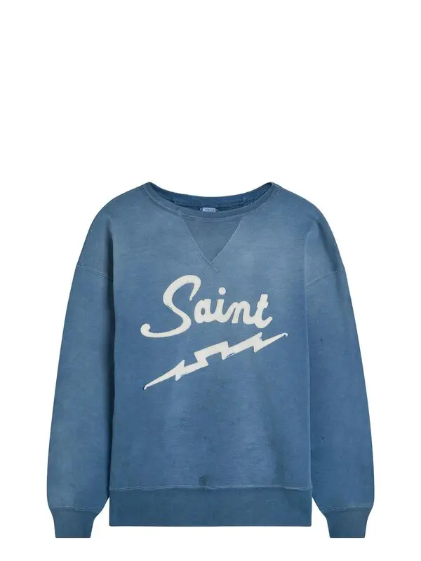 SAINT MXXXXXX Logo-appliquéd Cotton Sweatshirt - Navy