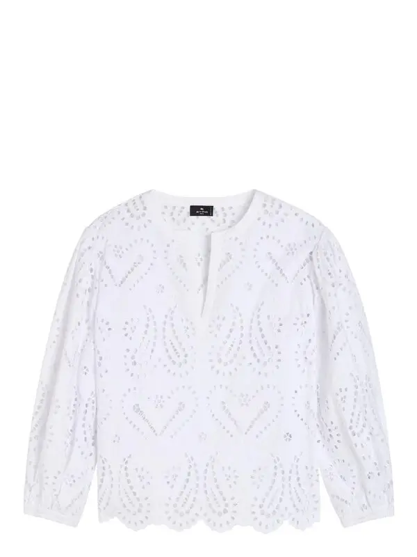 Etro Open-embroidery Cotton-blend Blouse - White