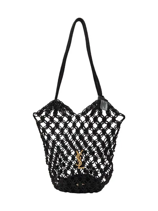 Saint Laurent Large Knit Hobo Bag - Black