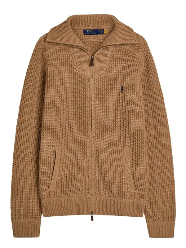 Polo Ralph Lauren Logo-embroidered Wool-blend Cardigan - Brown