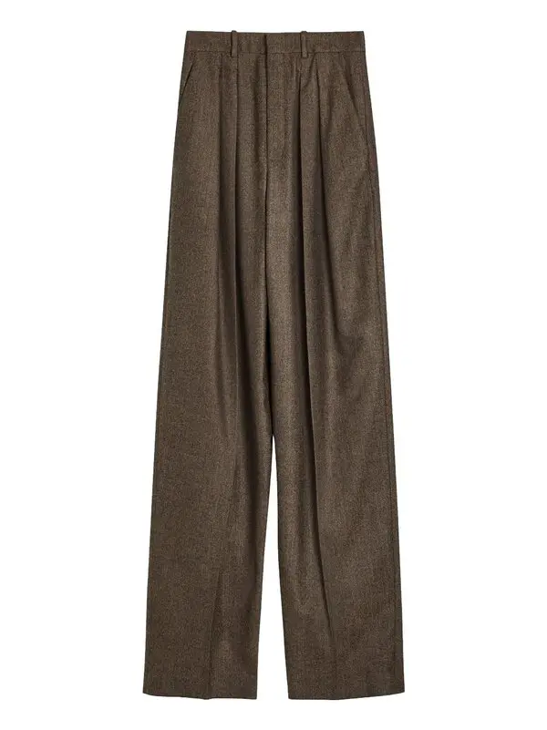 Saint Laurent Straight-leg Wool Trousers - Brown