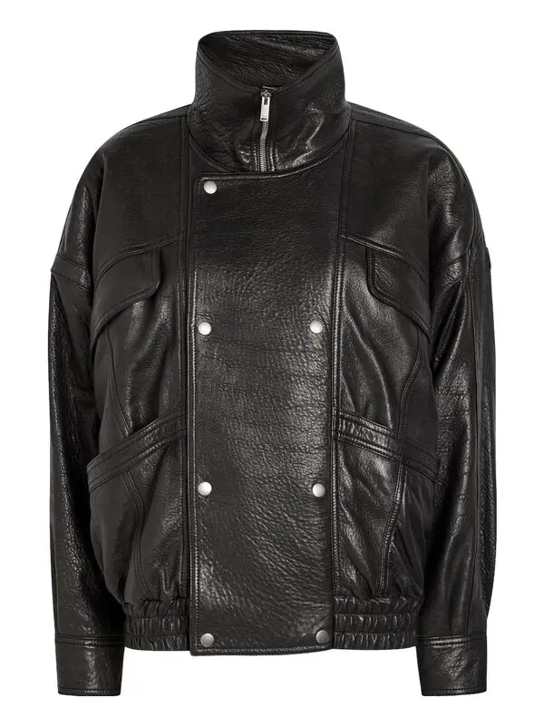 Saint Laurent Grained Leather Blouson Jacket - Black