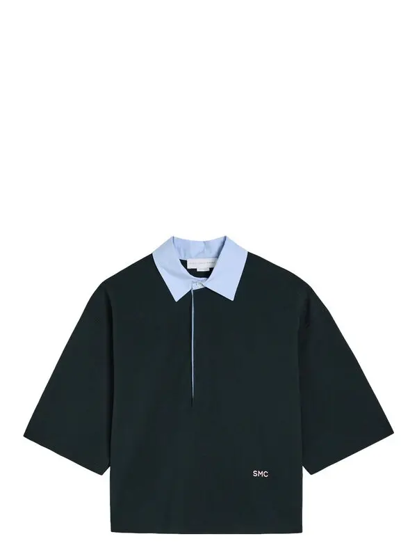 Stella McCartney Contrasting-collar Piqué Cotton Polo Shirt - Navy
