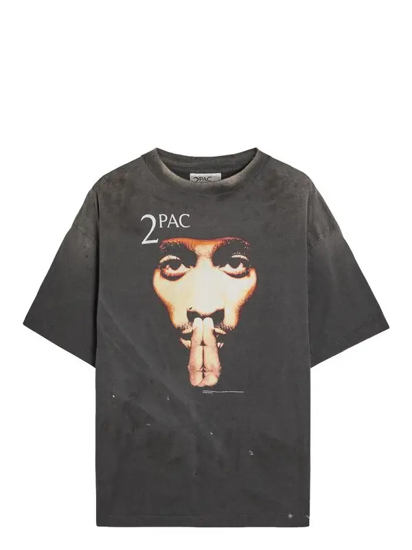 SAINT MXXXXXX 2pac Printed Cotton T-shirt - Black