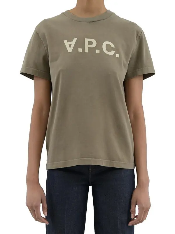 A.p.c. A. P.c Short Sleeve Logo Graphic Tee - Kaki Clair/blank Casse