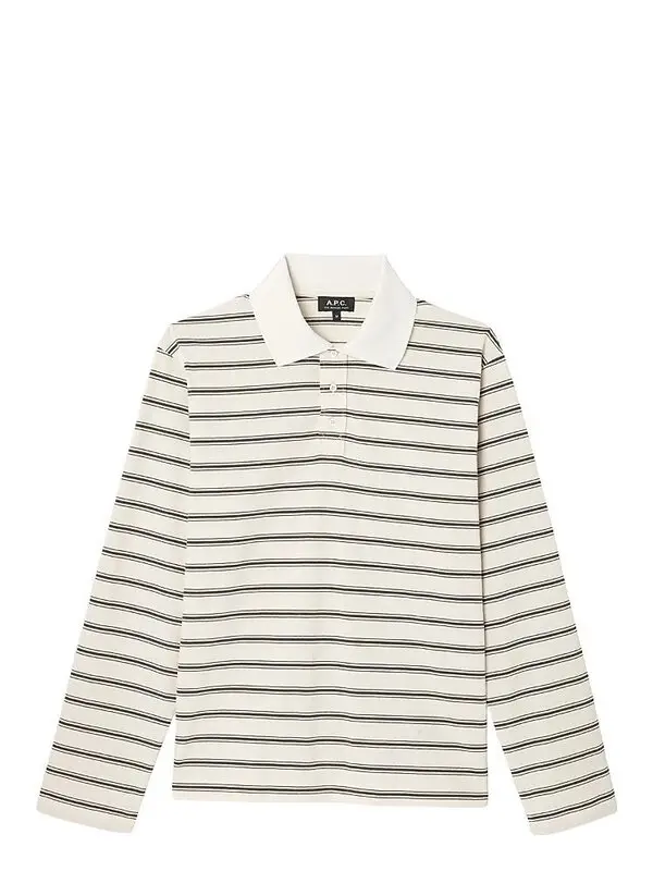A.p.c. A. P.c Manches Long Sleeve Striped Polo Shirt - Ecru