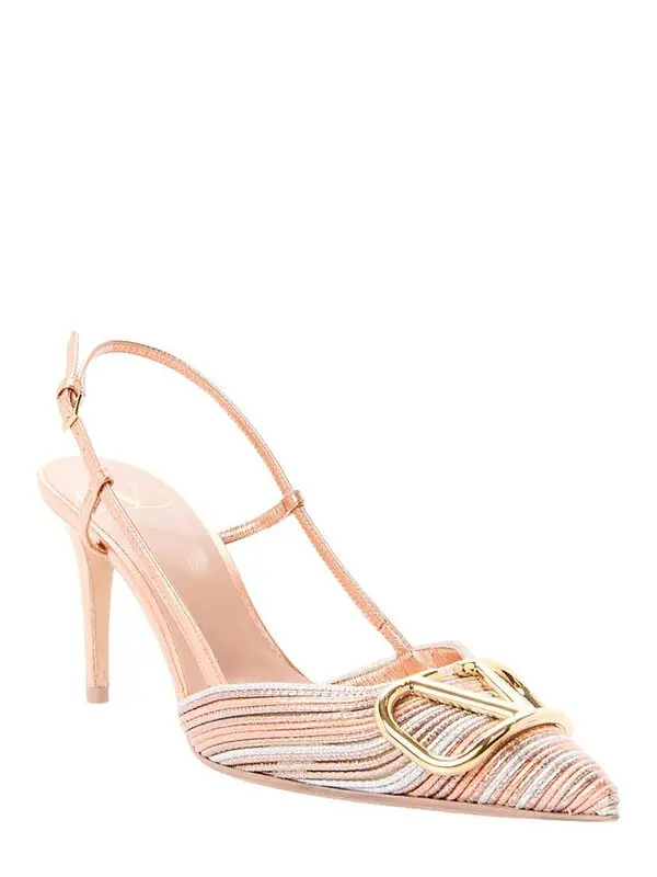 Valentino Garavani Vlogo Metallic Slingback Pumps - Rose