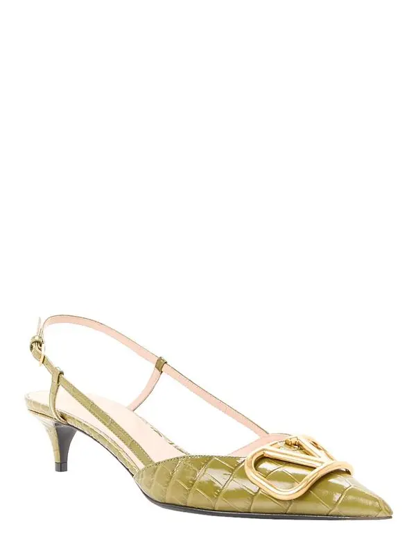 Valentino Garavani Vlogo Kitten Heel Slingback Pumps - Green