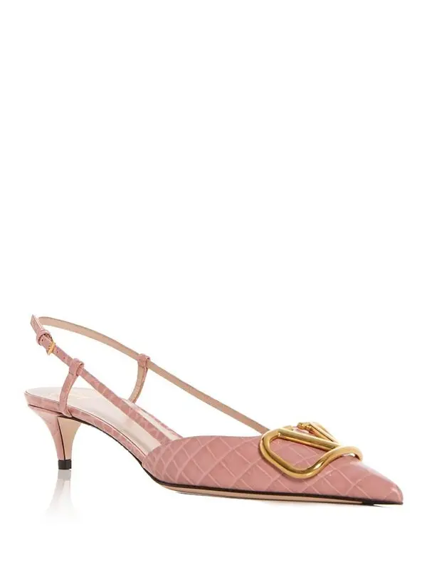 Valentino Garavani Vlogo Kitten Heel Slingback Pumps - Rose/nude