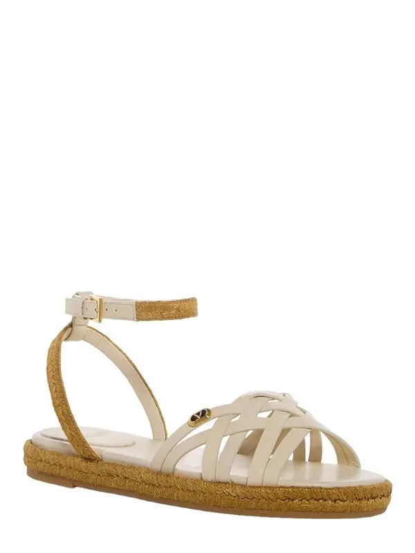 Valentino Garavani Metallic Espadrille Sandals - White