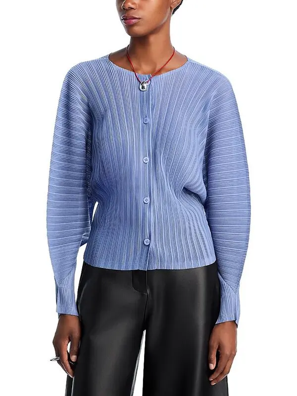 Issey Miyake Plisse Cardigan - Steel Blue