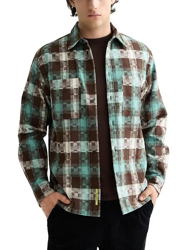 Scotch & Soda Abstract Check Relaxed Fit Shirt - Agate Green Abstract Check
