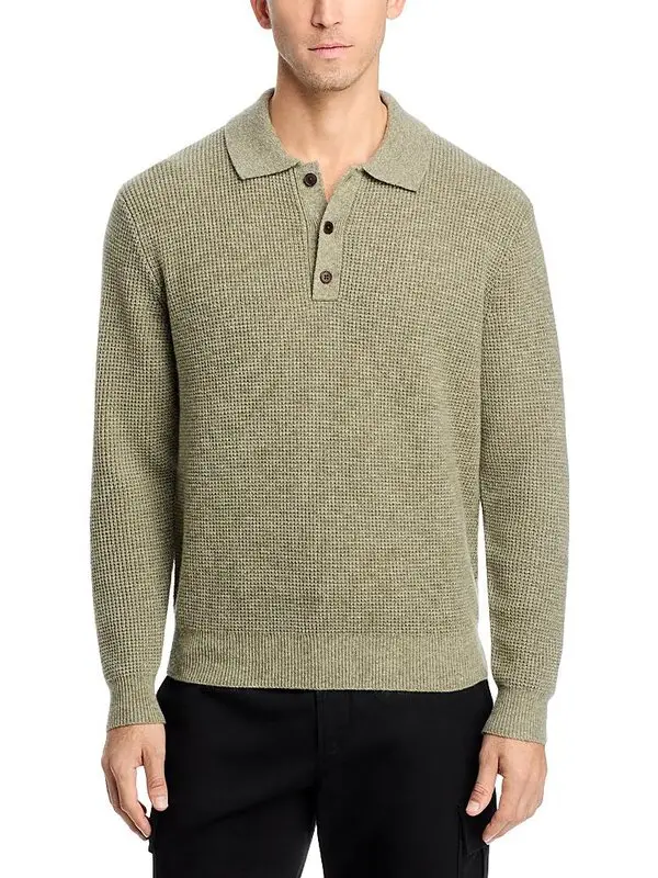 Madewell Waffle Knit Sweater Polo - Heather Sage