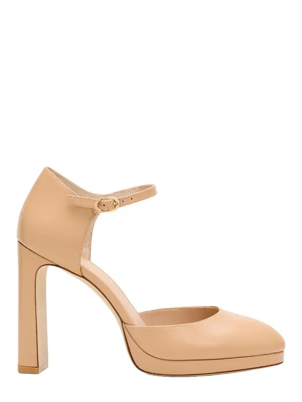 STUART WEITZMAN 100mm Babette Leather Platform Pumps - Adobe