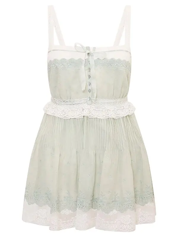 LoveShackFancy Hadlee Cotton Lace Dress - Green