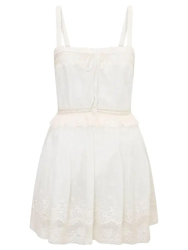 LoveShackFancy Hadlee Cotton Lace Dress - White