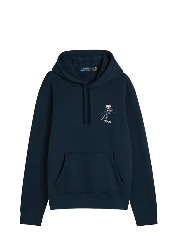 Polo Ralph Lauren Hooded Embroidered Cotton-blend Sweatshirt - Navy