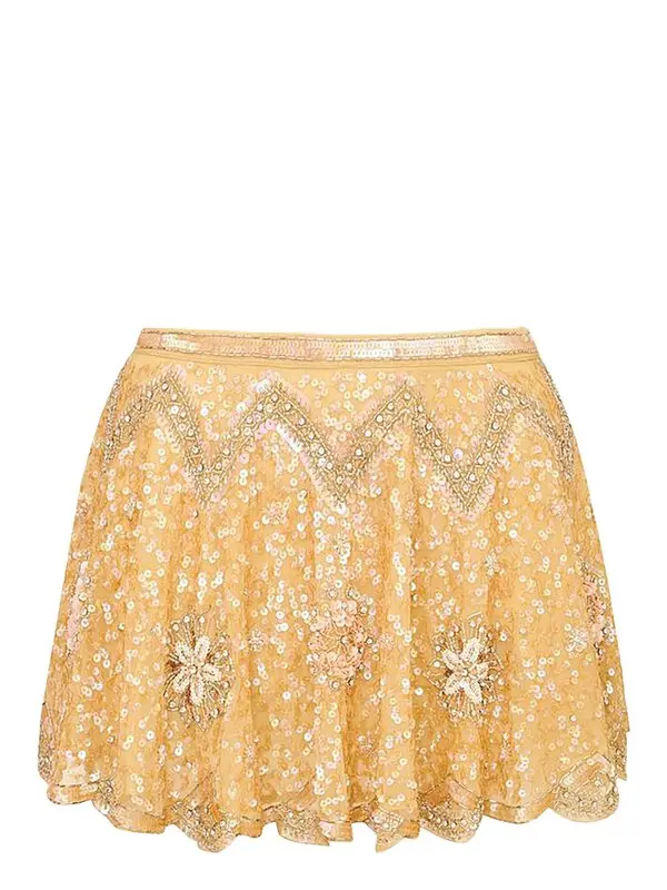 LoveShackFancy Bramble Sequined Mini Skirt - Gold